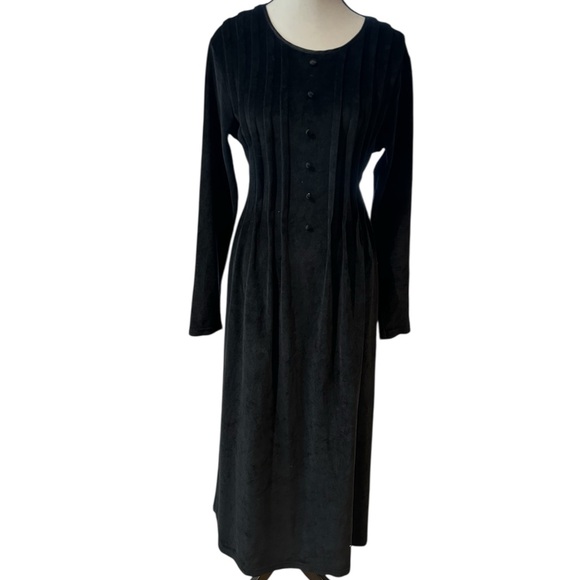 Fads | Dresses | Vintage Fads Dress Med 38w Black Cotton Velvet Pleated ...